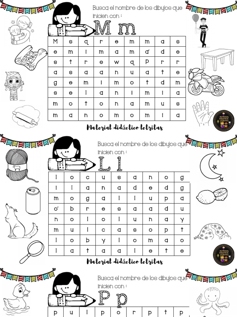 Dibujos por letra inicial en español | PDF | Lingüística
