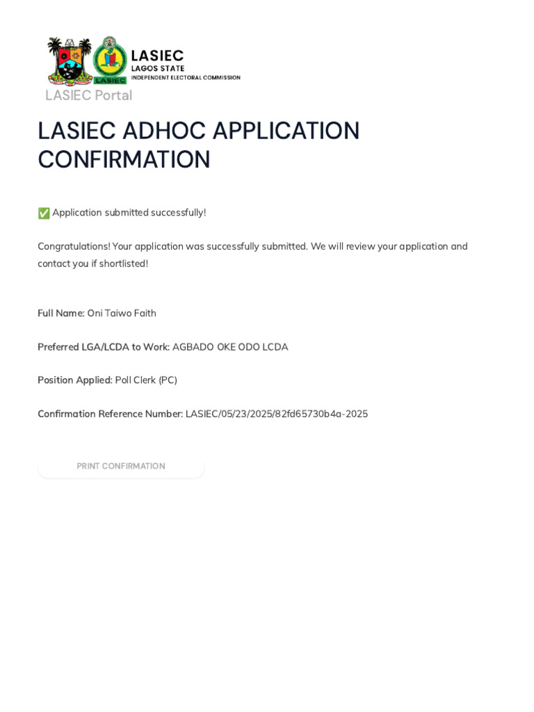 Apply For Ad-Hoc Recruitment - LASIEC Portal | PDF