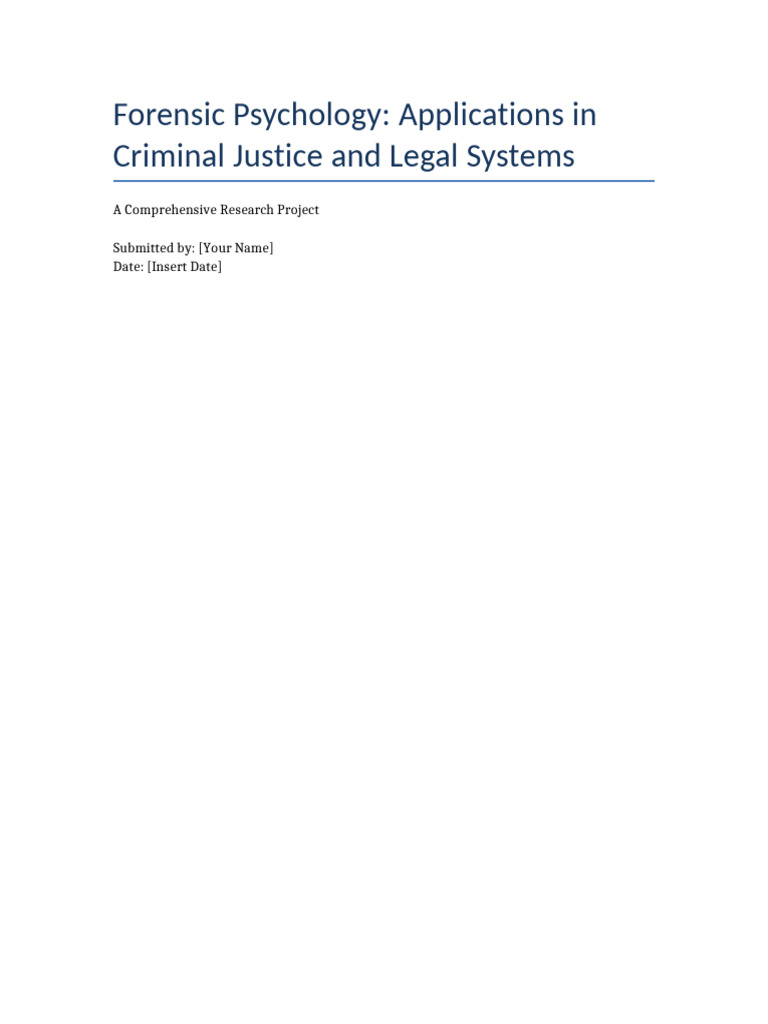 Forensic Psychology Research Project | PDF | Psychology | Behavioural ...