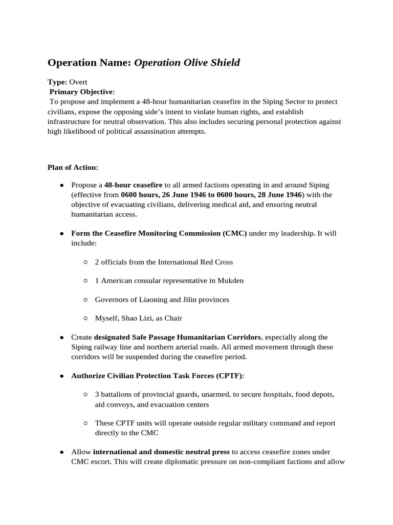 Operation Name - Operation Olive Shield | PDF | Ceasefire | Conflicts