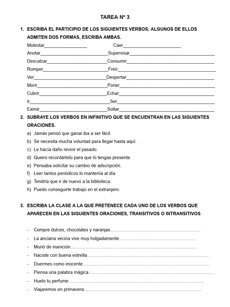 Tarea #3 El Verbo | PDF