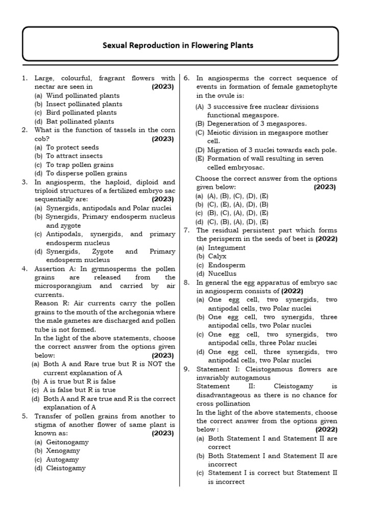 Sexual Reproduction in Angiosperms | PDF | Flowers | Pollination