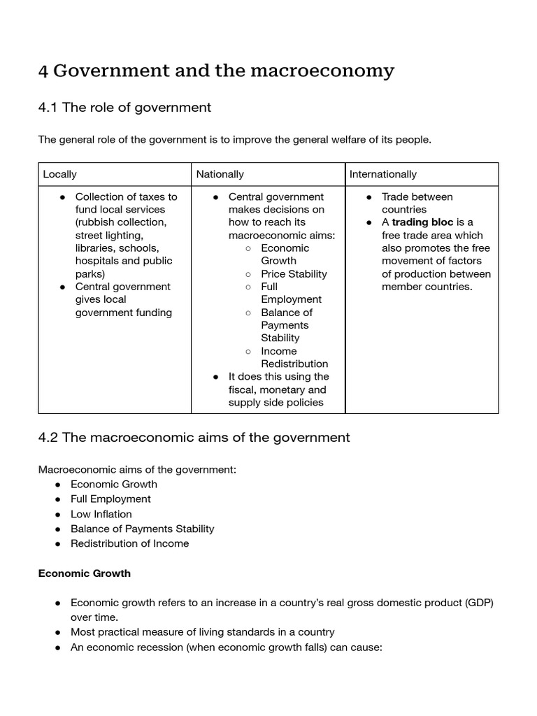 IGCSE Economics 0455 Notes Unit 4 | PDF | Cost Of Living | Taxes