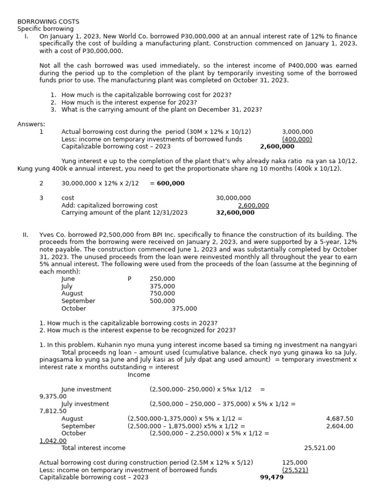 Capitalizable Borrowing Costs Analysis | PDF | Depreciation | Tax Deduction