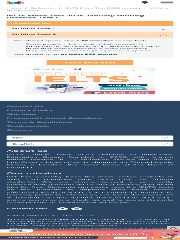 IELTS Mock Test 2025: Writing Practice 1 | PDF