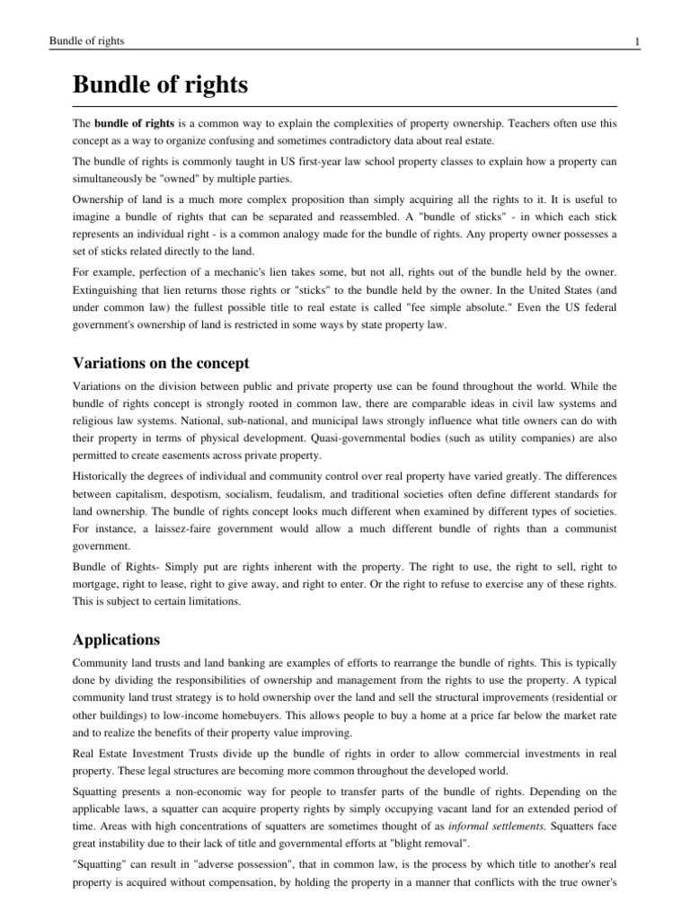 Bundle of Rights | PDF | Real Estate Law | Government Information