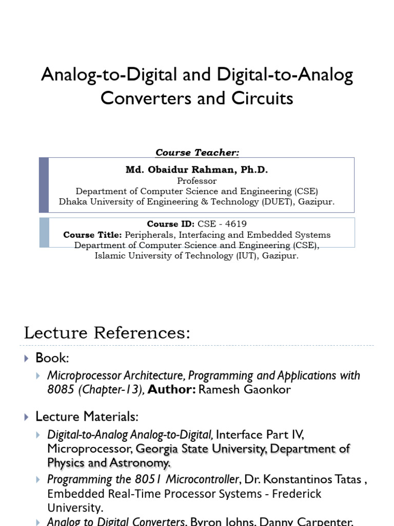 Lecture 4 (A To D and D To A Converters) | PDF | Analog To Digital Converter | Computer Engineering