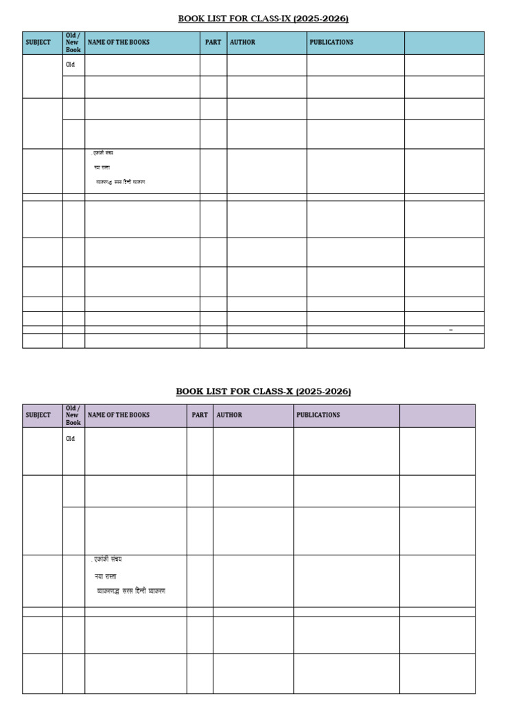 Book List Class 9 & 10 (2025-2026) | PDF | Liberal Arts Education