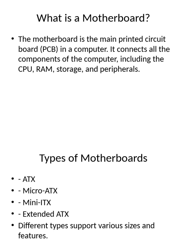 Overview of Motherboard Components | PDF