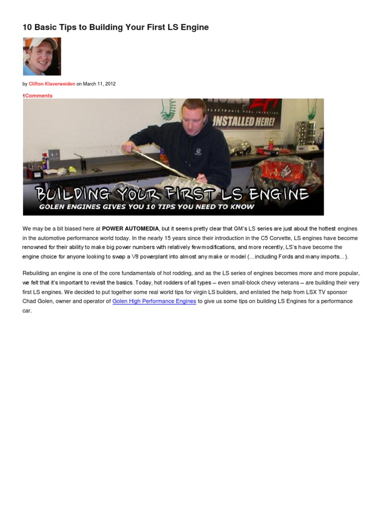 10 Basic Tips To Building Your First LS Engine | PDF | Engines ...