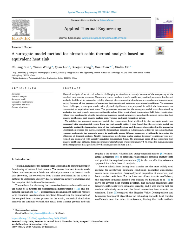 A Surrogate Model Method For Aircraft Cabin Thermal Analysis Based On ...