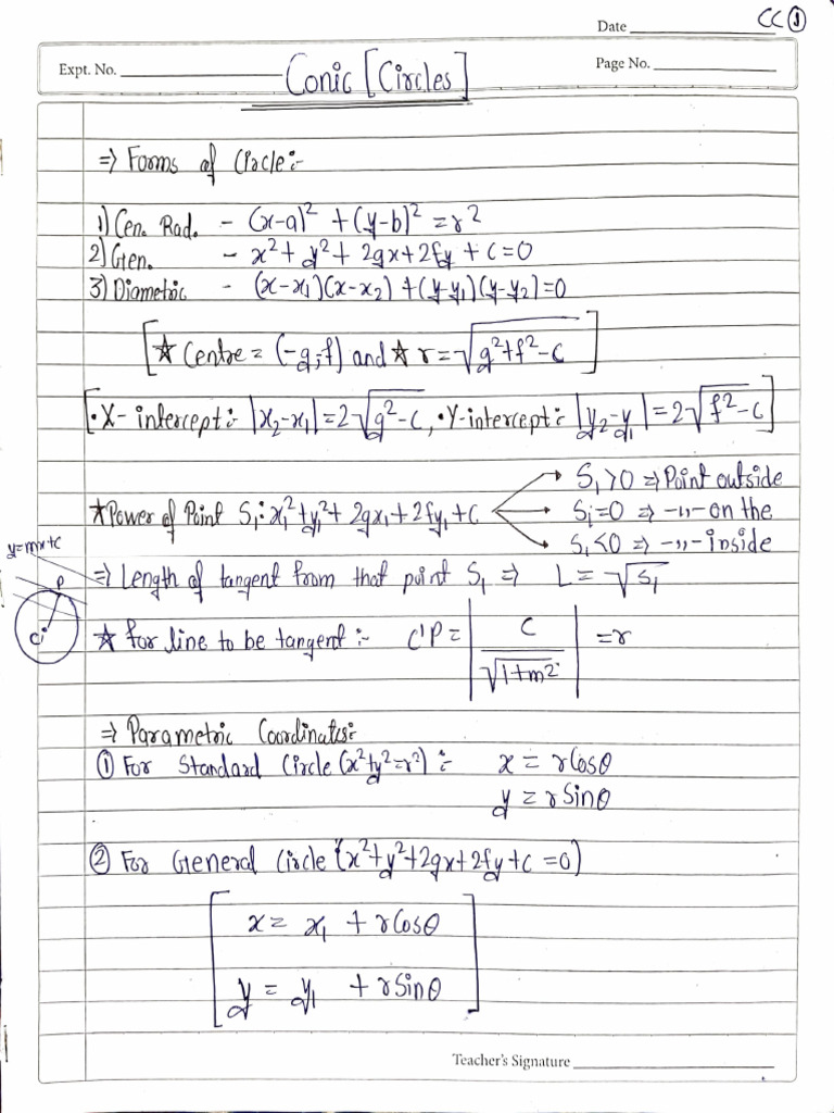 Class 11 Circles Notes for JEE | PDF