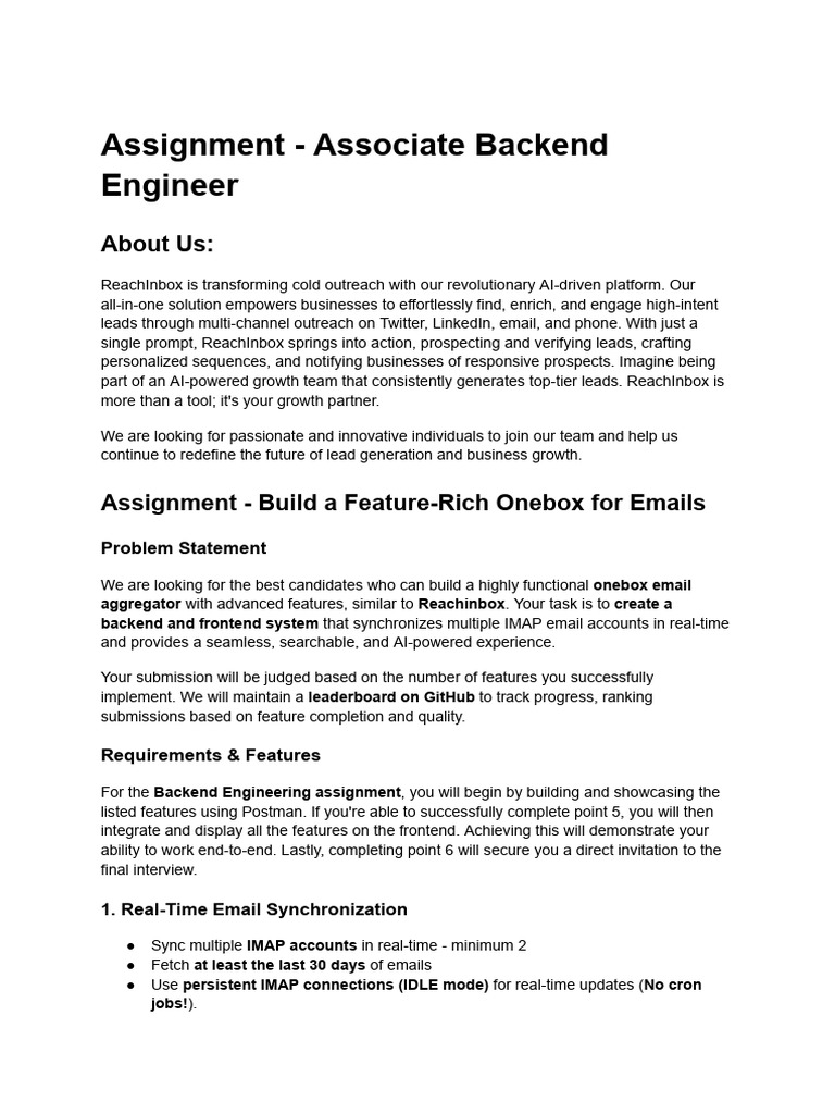 Assignment - Associate Backend Engineer | PDF | Computing | Information Technology