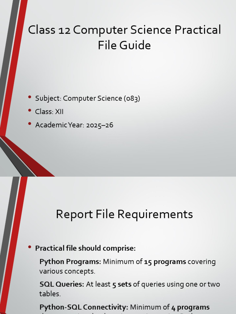 Class12 CS Practical File Slides Guidelines | PDF | Queue (Abstract ...