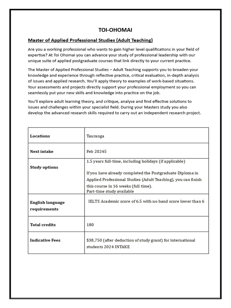 Master of Applied Professional Studies | PDF