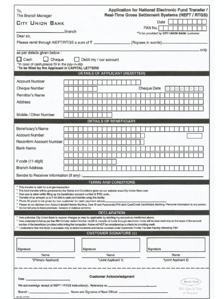 Jai Akash Cub Rtgs Form | PDF