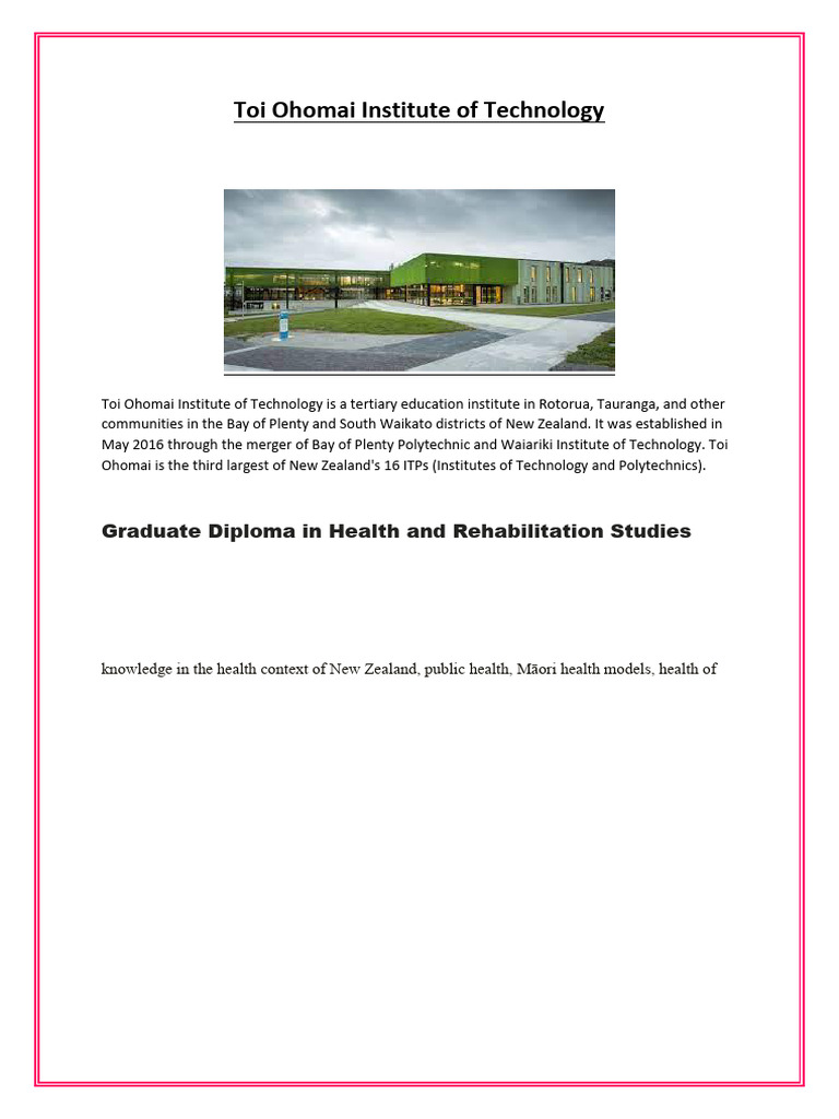 Toi Ohomai Management & Health Programs | PDF | Academic Degree ...