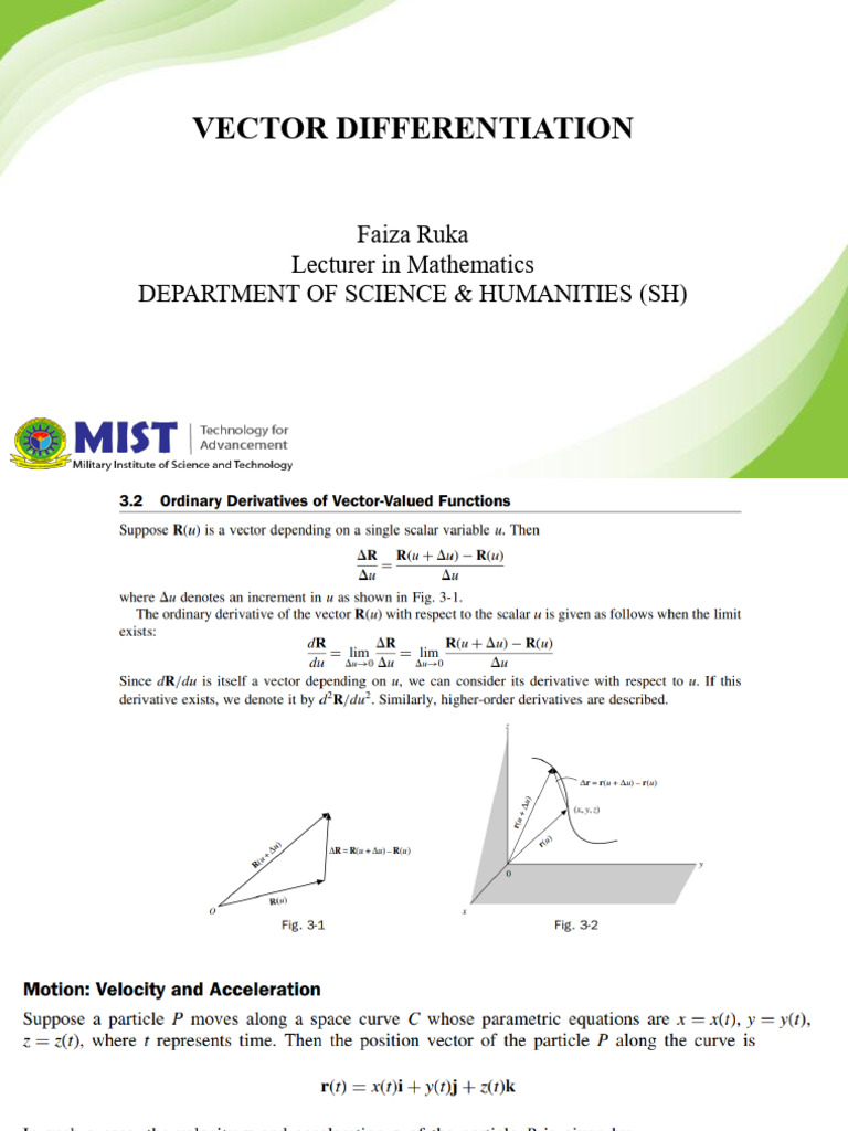 MATH 201 Vector Differentiation | PDF