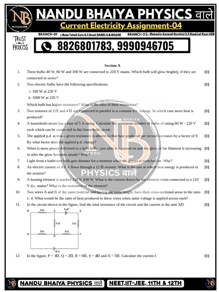 12th Current Electricity - 4 | PDF | Series And Parallel Circuits | Voltage