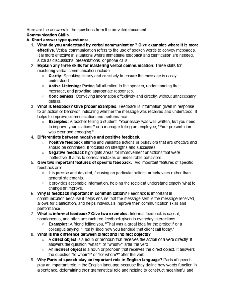 Find The Answers of The Questions | PDF | Communication | Stress Management