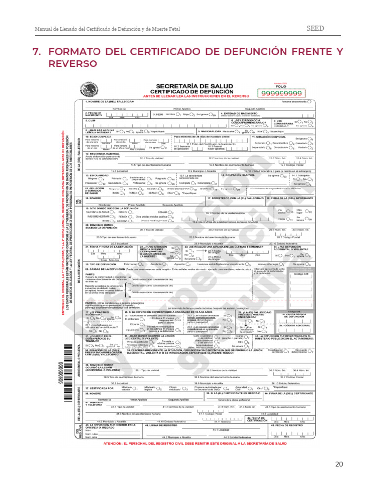 Certificado de Defuncion | PDF