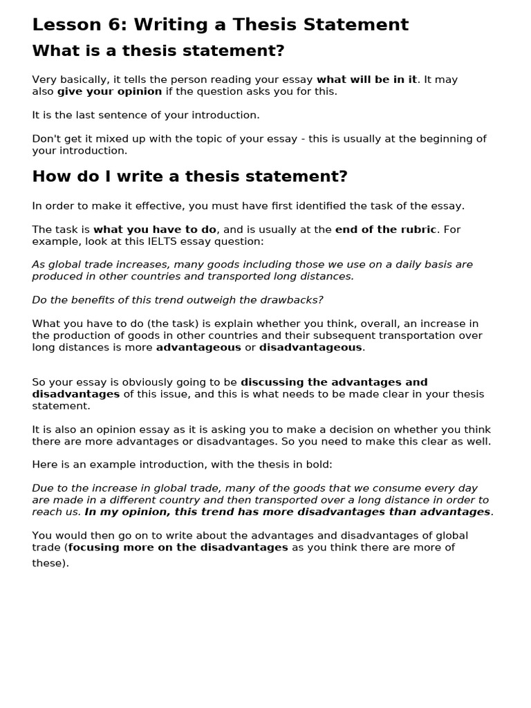 Crafting Effective Thesis Statements | PDF | Essays | Question