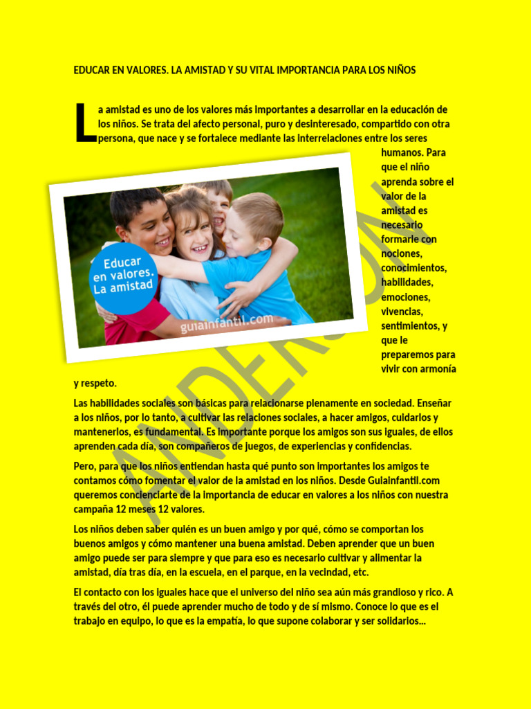 Educar en Valores | PDF | Amistad | Conceptos psicologicos