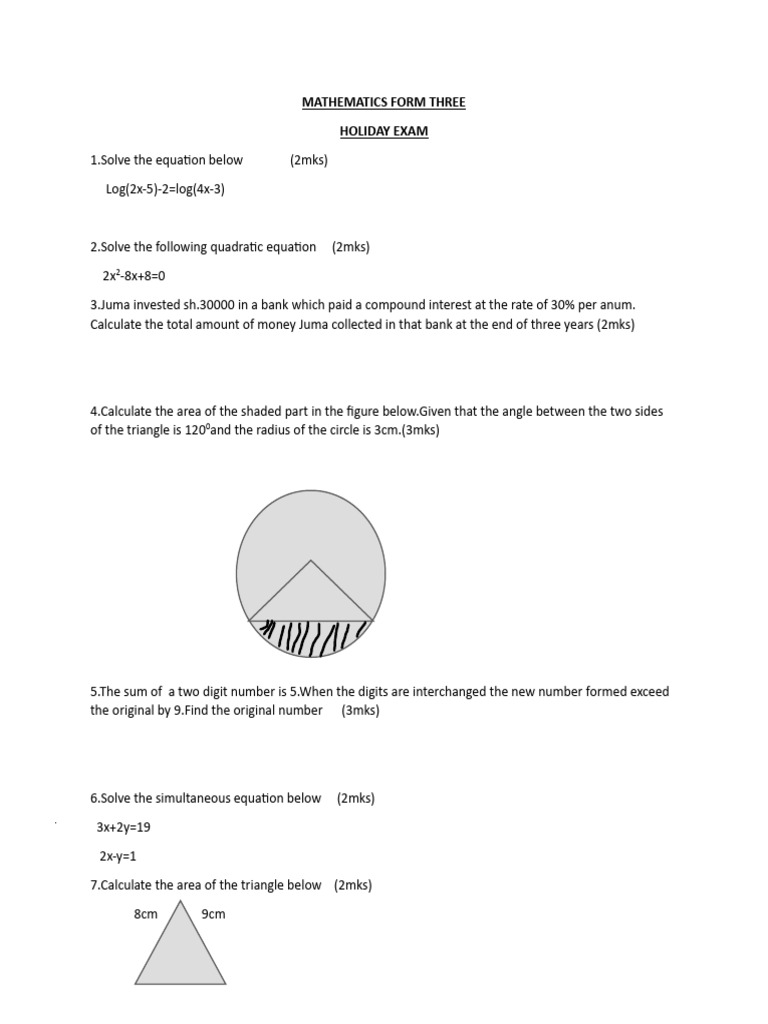Mathematics Form Three | PDF