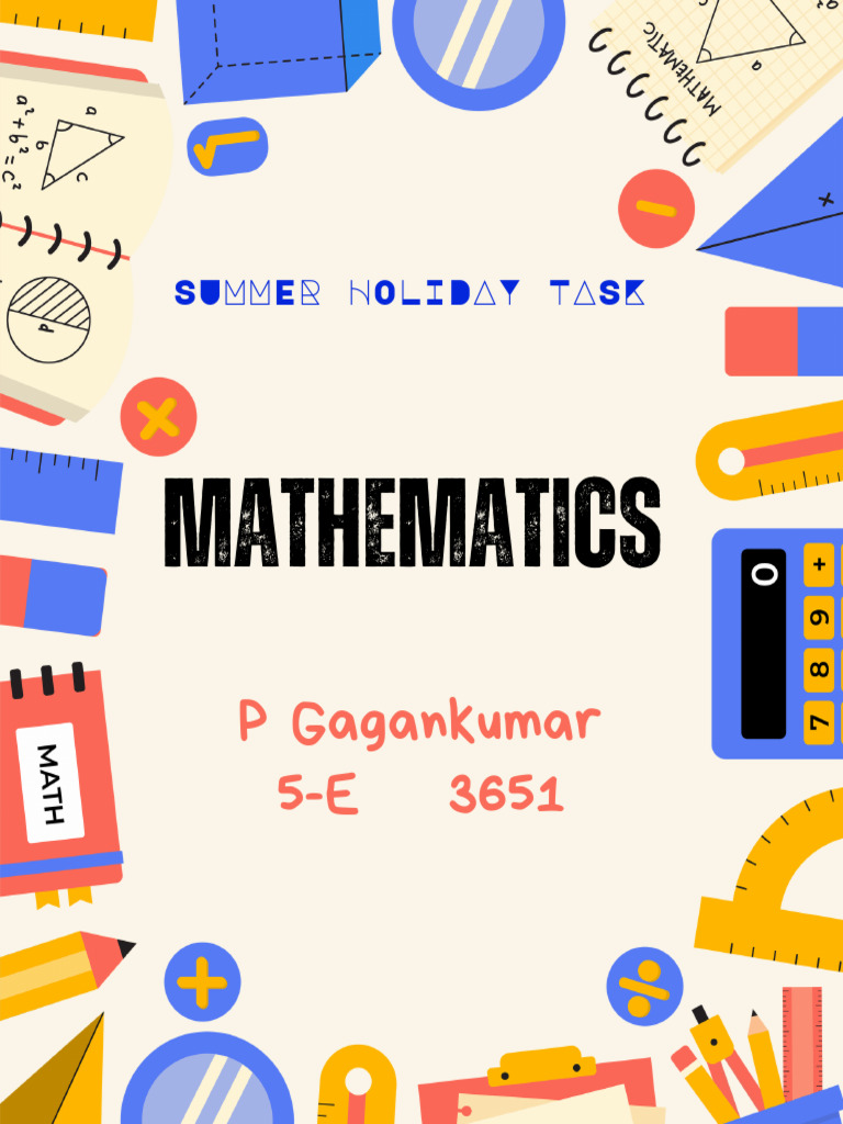 Math Notebook Cover in Pastel Colours Simple Illustrative Maths ...