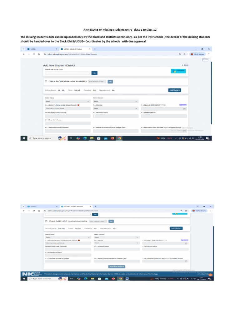 ANNEXURE IV Adding Missing Students Class 2 To Class 12 | PDF