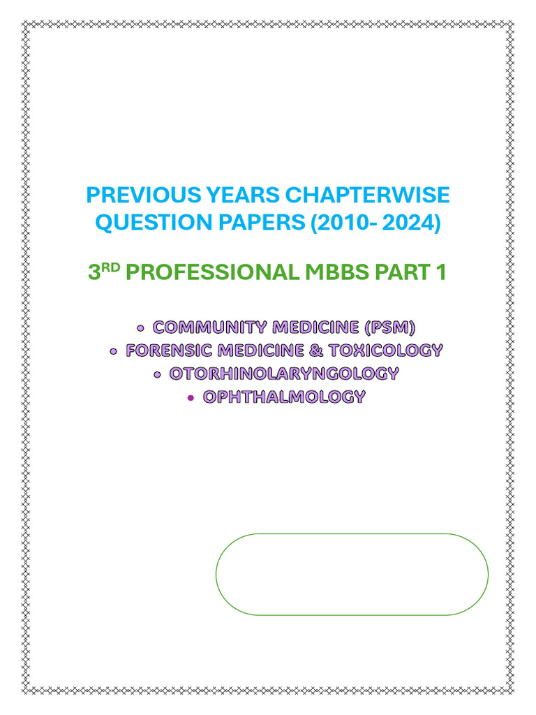 MBBS Community Medicine Question Papers | PDF | Epidemiology | Hypertension