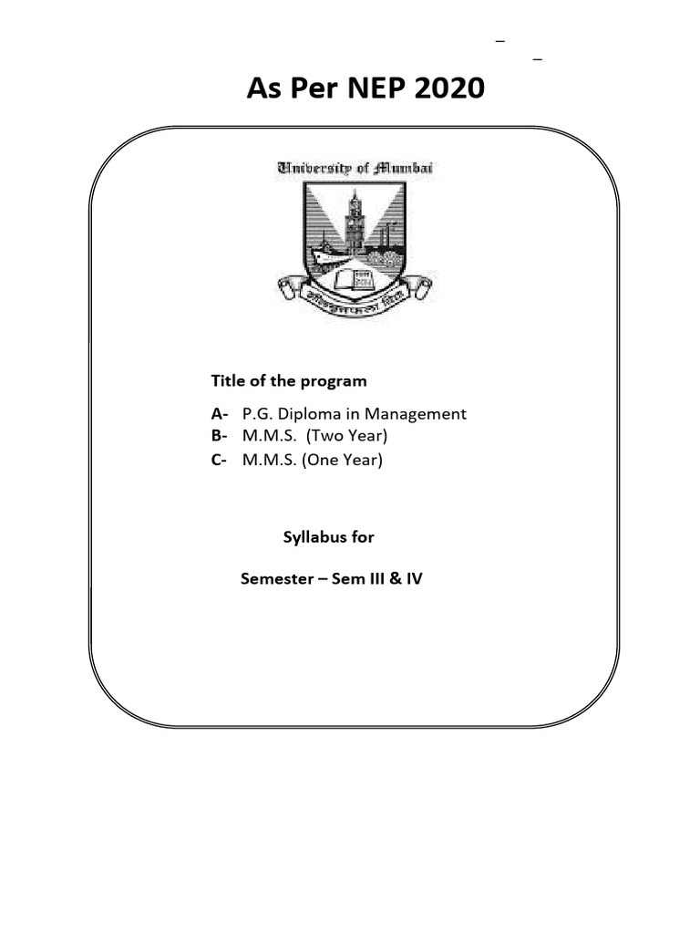 Final Syllabus NEP - MMS Sem III and IV | PDF | Strategic Management | Human Resource Management