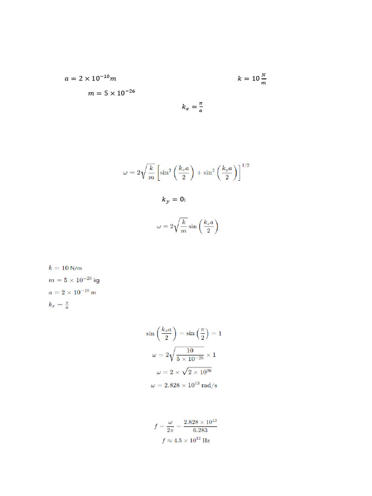 Example Question 0f Crystal Dynamics 2D | PDF