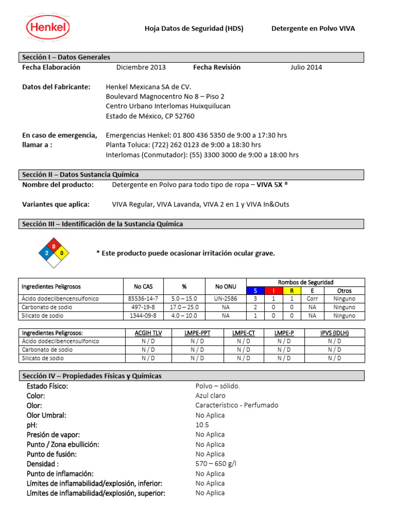 Msds Viva Polvojulio2014 | PDF | Agua