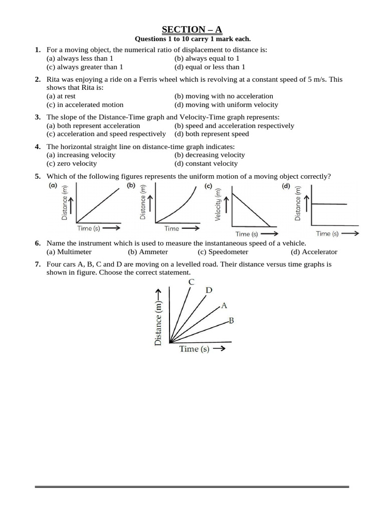 Physics Questions on Motion and Acceleration | PDF | Acceleration ...