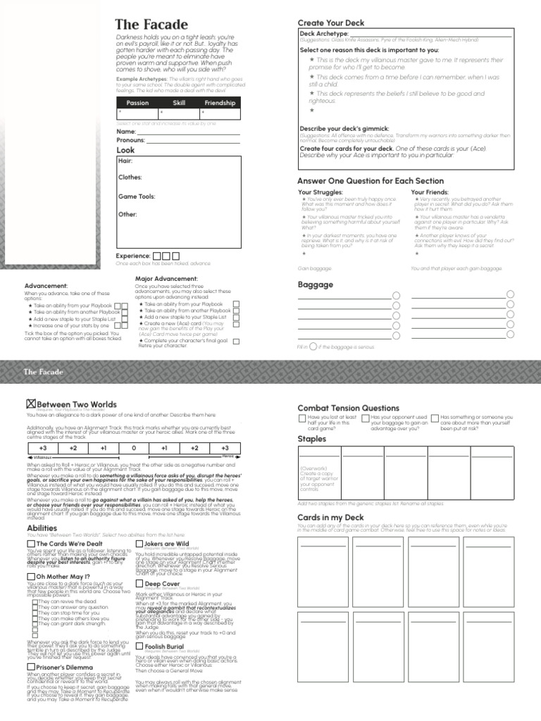 Facade Game Character Creation Guide | PDF