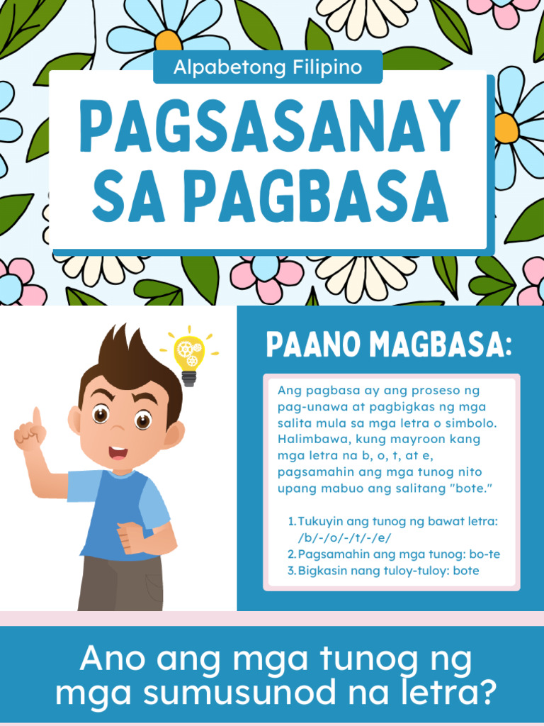 Pagsasanay Sa Pagbasa Alpabetong Filipino Presentation in Colorful ...