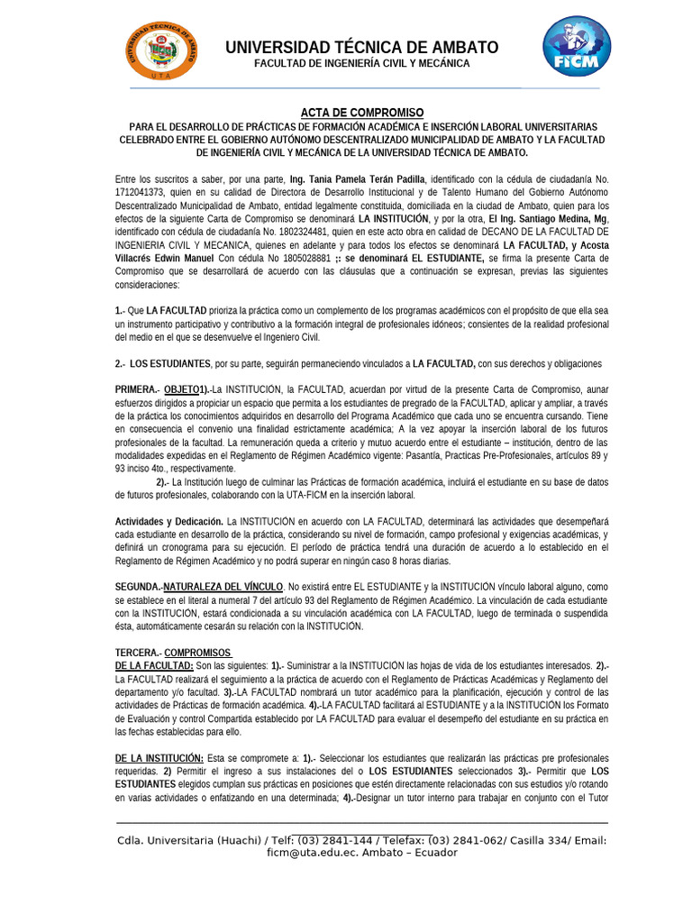 ACTA DE COMPROMISO Edwin Acosta | PDF | Propiedad intelectual