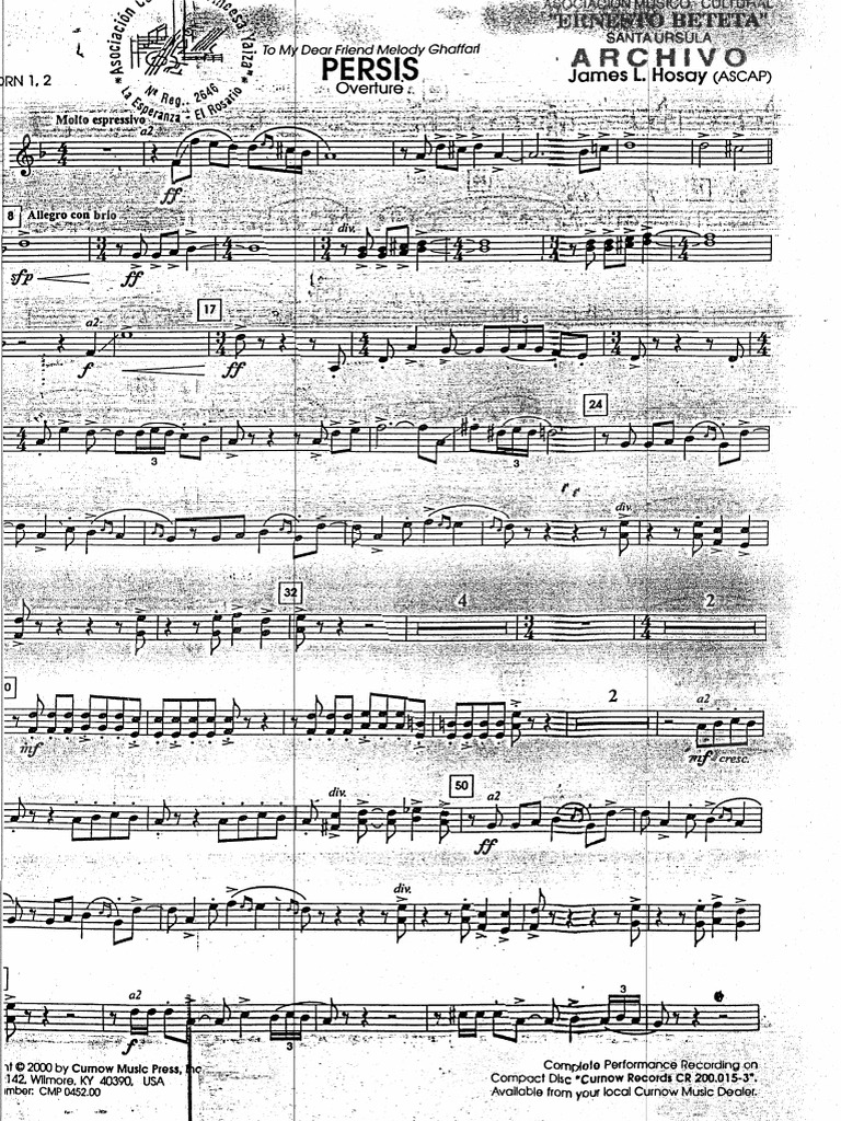 Persis Overture French Horn 1,2 | PDF