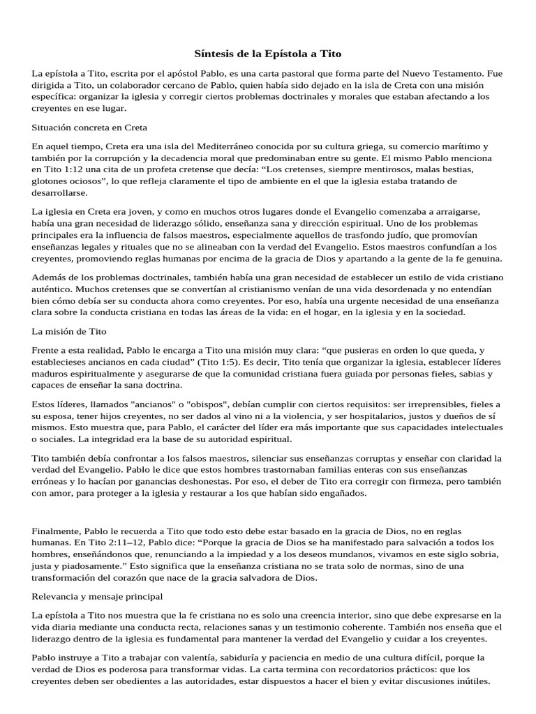 Epístola a Tito: Liderazgo y Doctrina | PDF | Pablo el apóstol ...