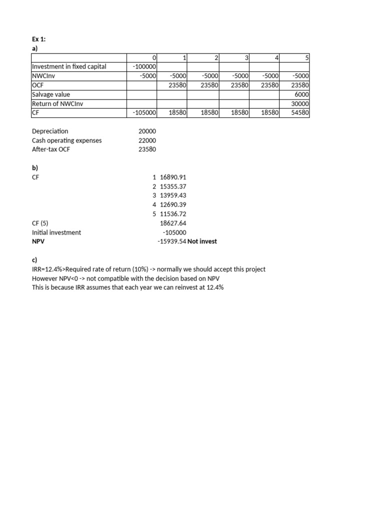 CF Projection Exercise | PDF