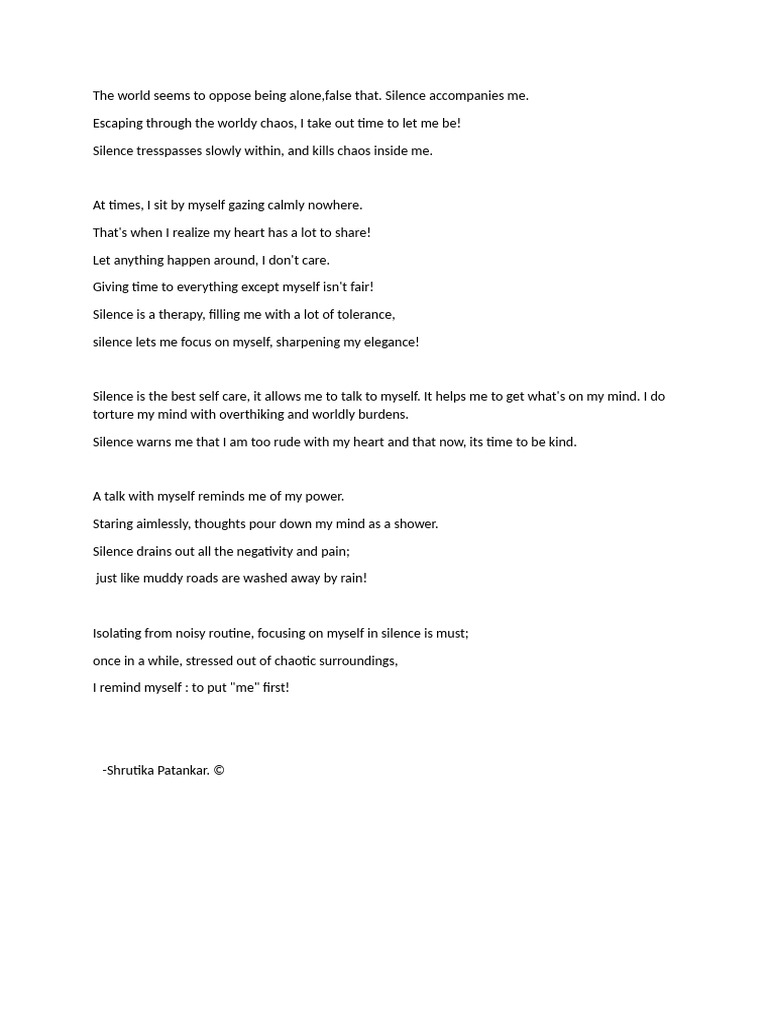 Silence Poem | PDF