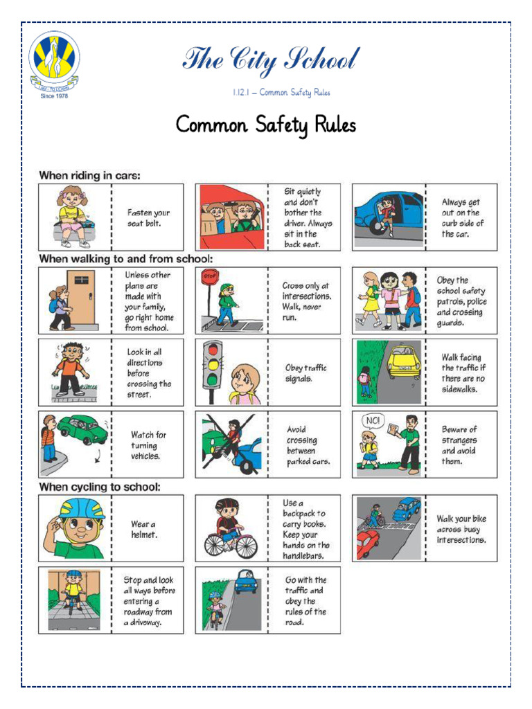 Common Safety Rules (The City School) | PDF