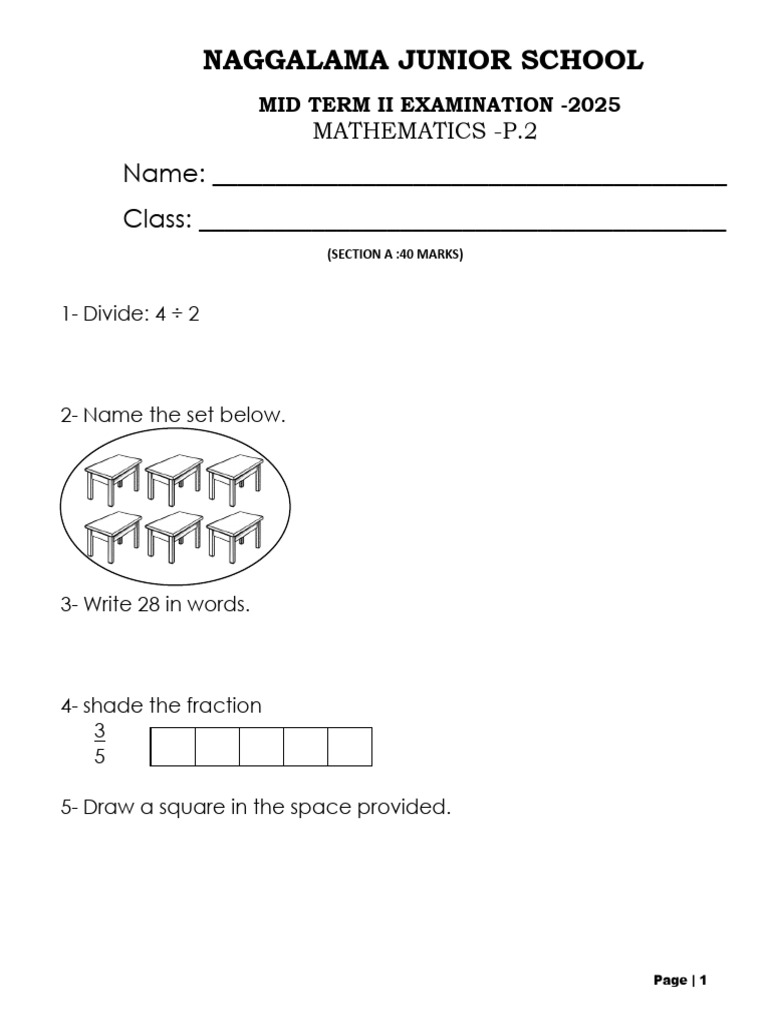 P.2 MTC Mid Term Ii 2025 | PDF | Numbers | Elementary Mathematics