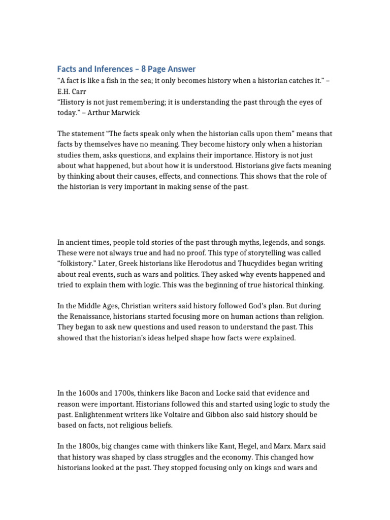 Historians' Role in Interpreting Facts | PDF | Historian | Reason