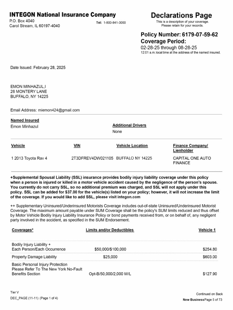 Declaration Page | PDF