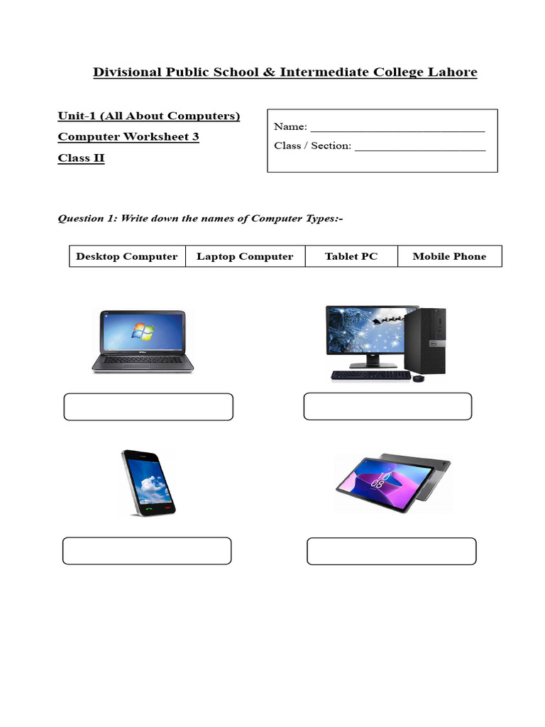 Class 2 Computer Worksheet 3 (Unit 1) 2025-26 | PDF