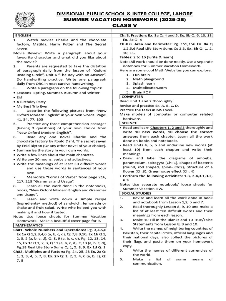 Chika's Summer Homework Guide | PDF | Linguistics | Grammar