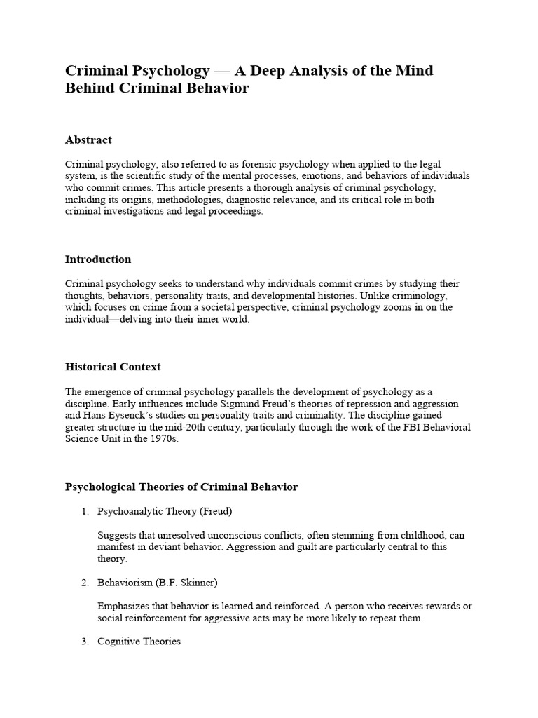Criminal Psychology - A Deep Analysis of The Mind Behind Criminal ...