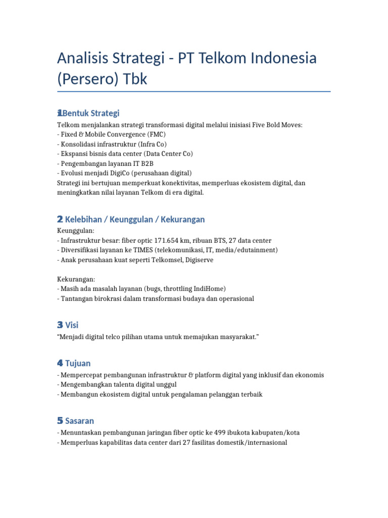 Analisis Strategi Telkom | PDF